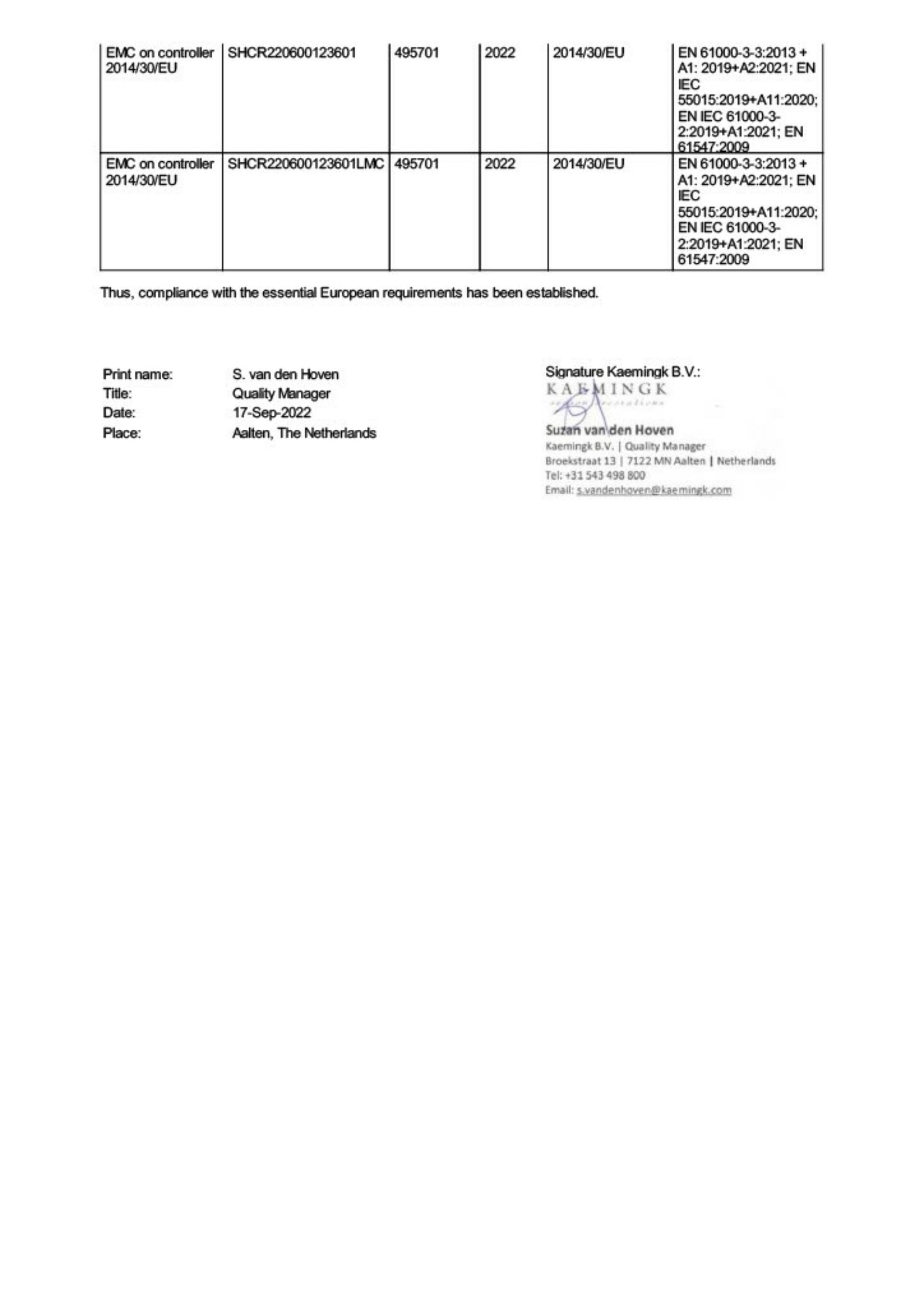 Lumineo | 495701 Declaration of Conformity