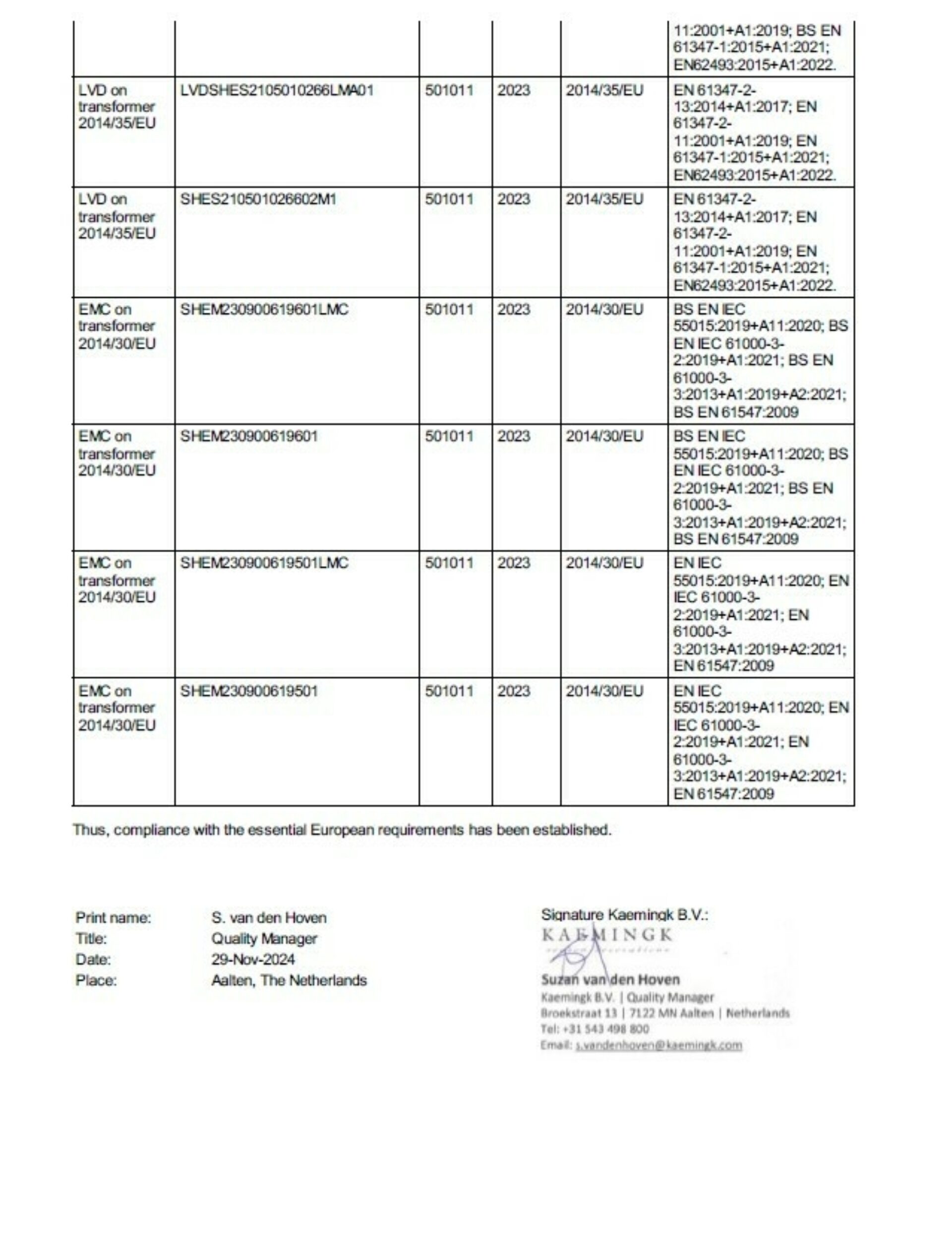 Lumineo | 501011 Declaration of Conformity UKCA