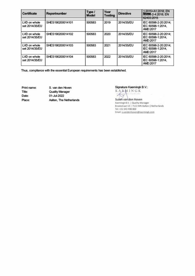 Lumineo | 500583 UKCA Declaration of Conformity